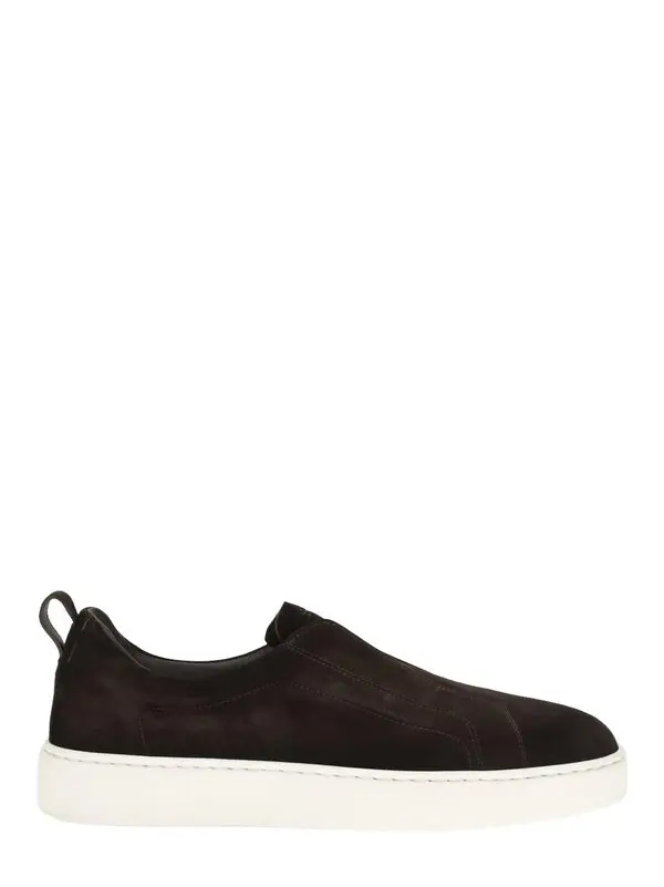 Santoni Suede Slip-on Sneakers - Brown