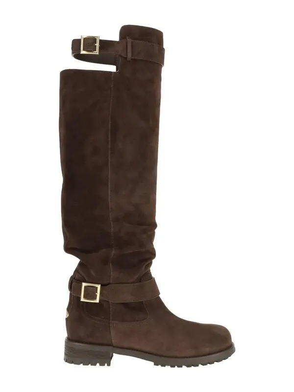 JIMMY CHOO Knee-high Buckled Boots - Cocoa