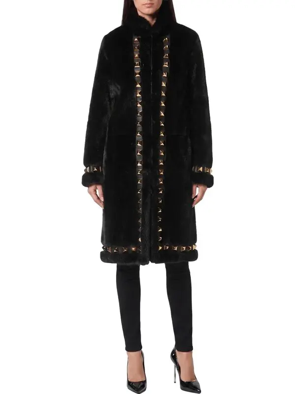 Philipp Plein Embellished Fur Coat - Black