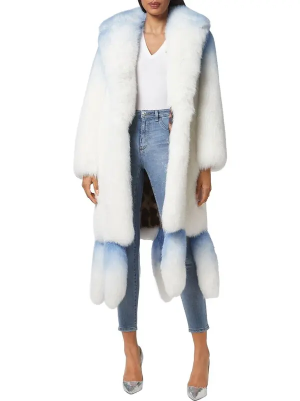 Philipp Plein Abstract Pattern Fox Fur Coat With Fringes - Multicolor