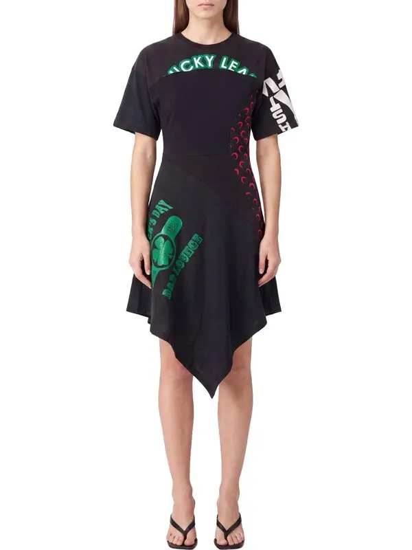 MARINE SERRE Patchwork Printed Dress - Black