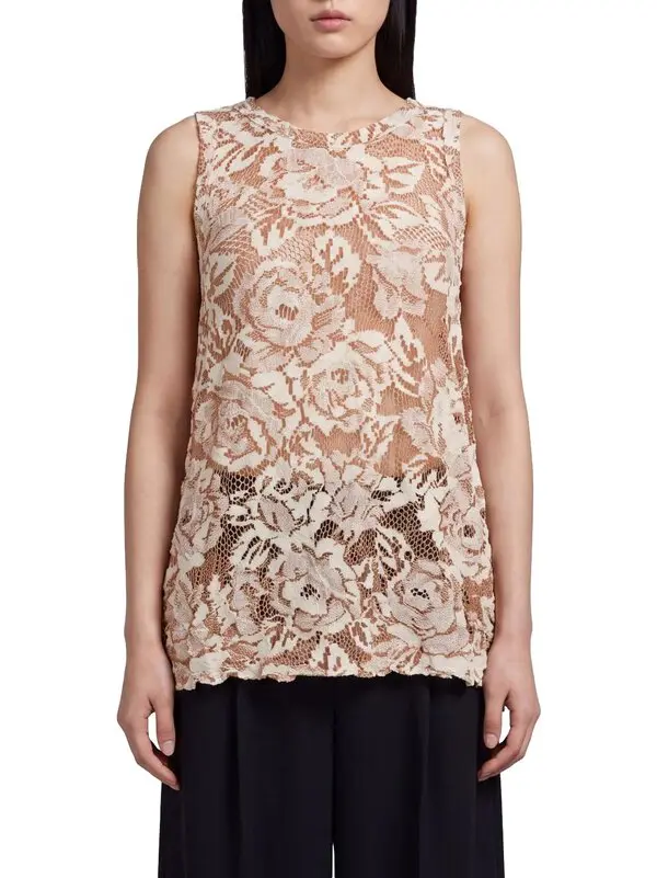 Comme Des Garçons Sleeveless Lace Top - Beige