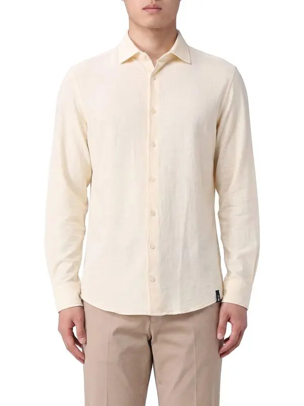 DRUMOHR Slim Fit Linen And Cotton Shirt With French Collar - White