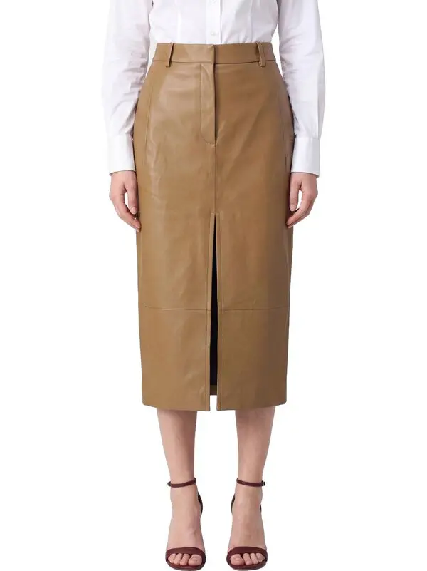 Khaite Leather Skirt - Gold