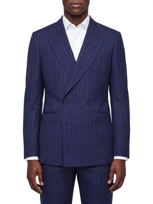 Paul Smith Double Breasted Pinstripe Blazer - Blue