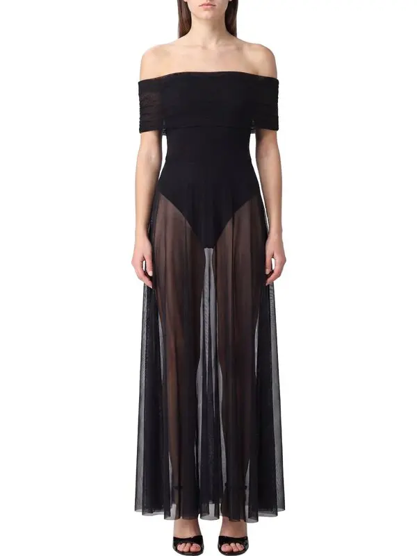 Norma Kamali Off-the-shoulder Sheer Maxi Dress - Black