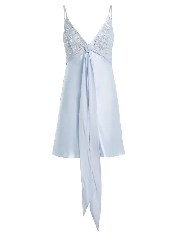 WIEDERHOEFT Bias Satin Mini Slip Dress - Blue