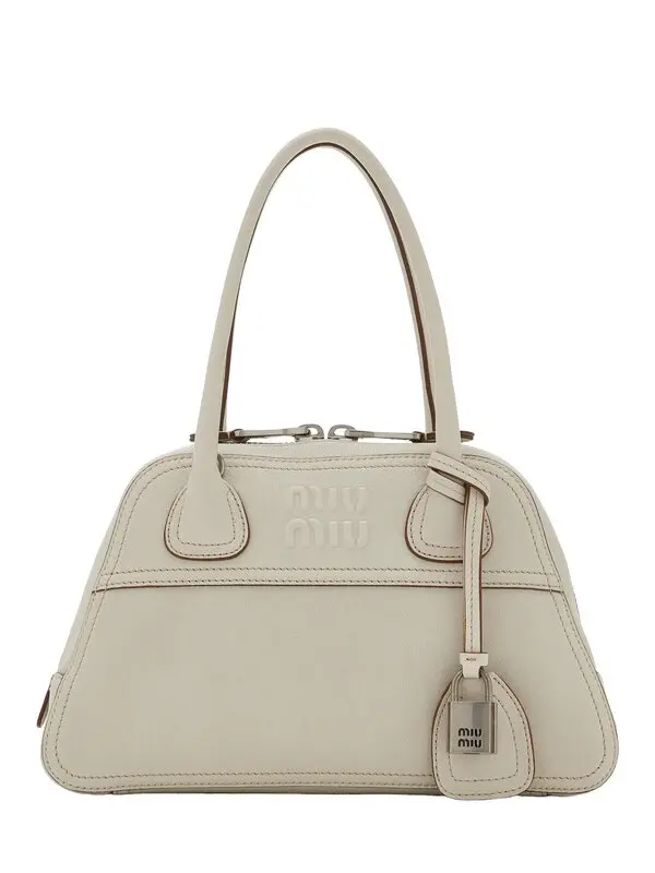 Miu Miu Vivant Leather Bowling Bag - Ivory