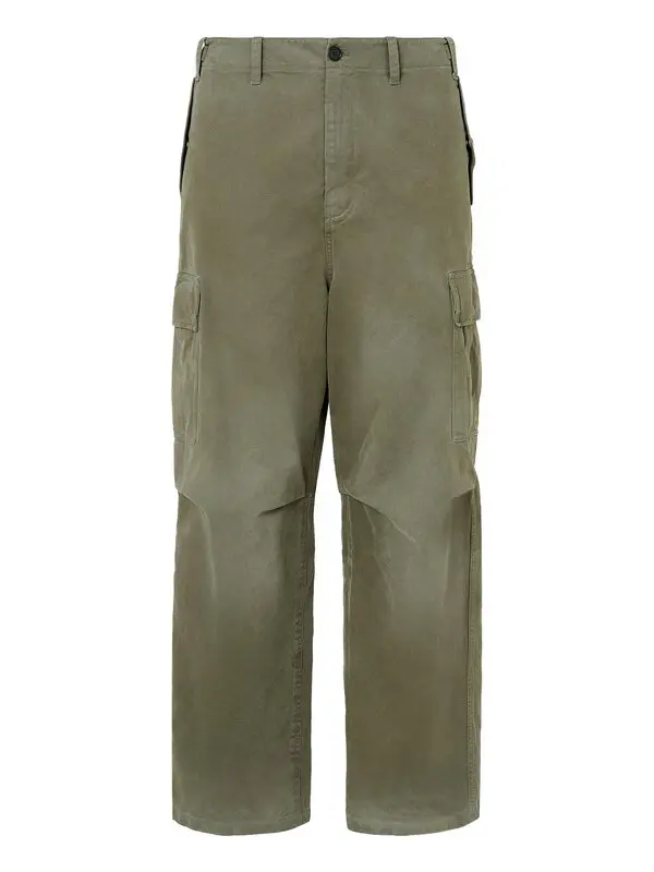 Fendi Grey- Cotton Drill Utility Trousers - Green