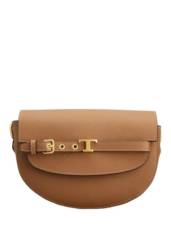 TOD`S Tod's Mini T Signature Leather Crossbody Bag - Brown