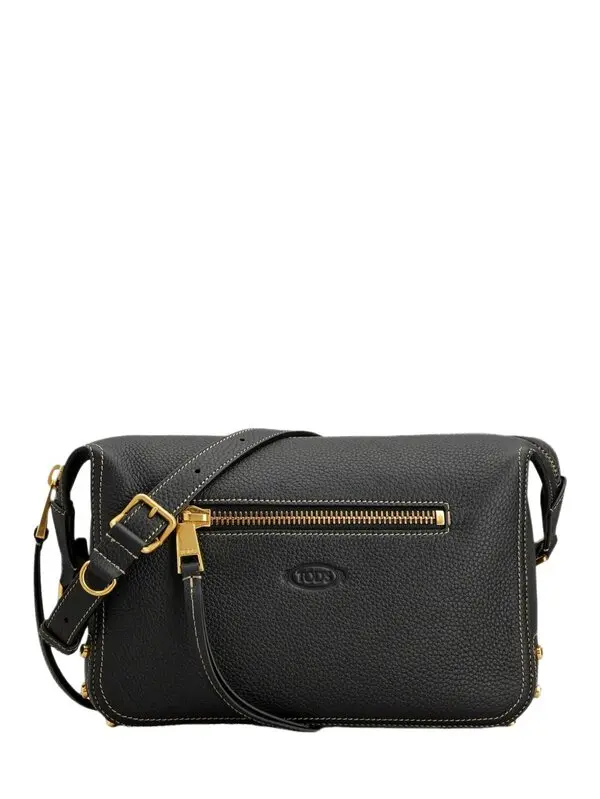 TOD`S Tod's Leather Shoulder Bag With Metal Dots - Black
