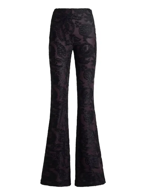 Etro Flared Velvet Jacquard Pants - Black