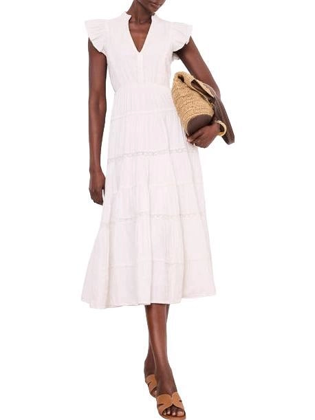 Mint Velvet Cotton Tiered Maxi Dress With Crochet Detailing - Ivory