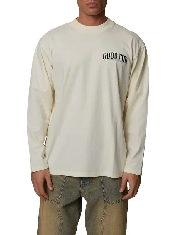 GOOD FOR NOTHING Oversized Long Sleeve Revival T-shirt - Ivory