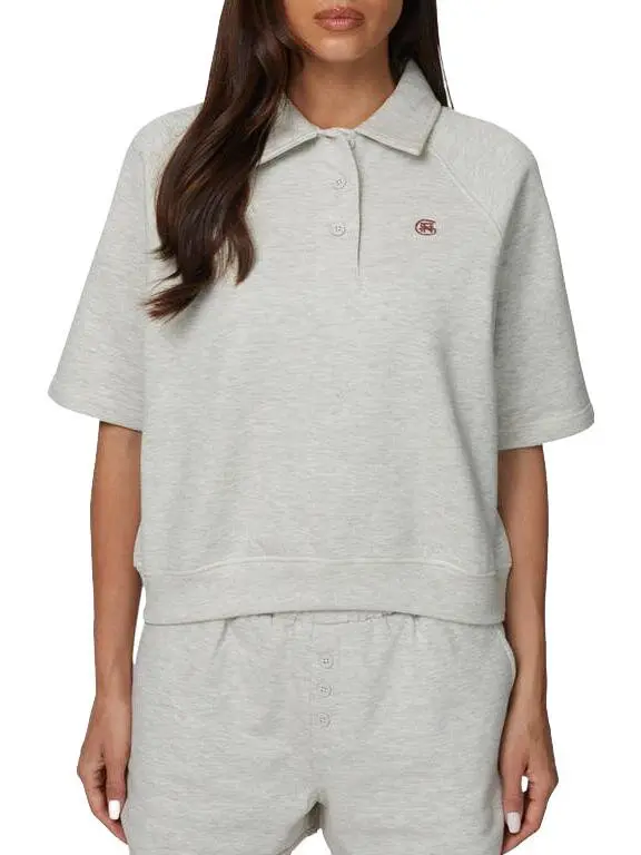 GOOD FOR NOTHING Boxy-fit Raglan Sweat Polo With Embroidered Logo - Grey