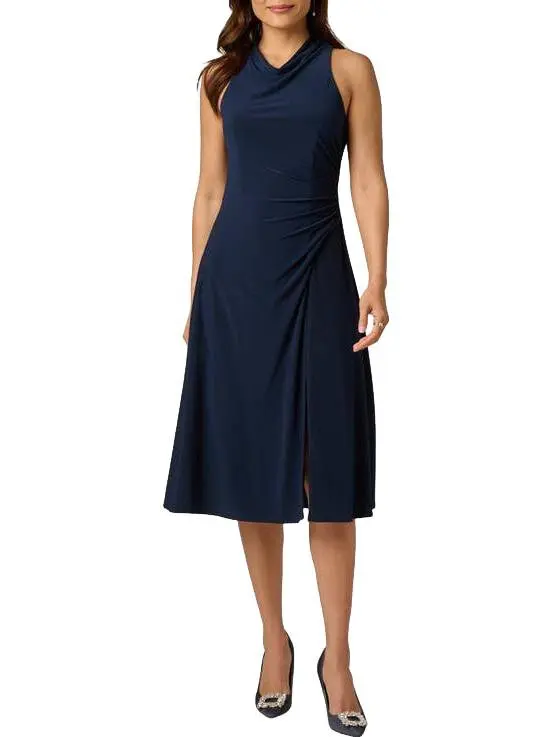 Adrianna Papell Cowl Neck Jersey Midi Dress - Midnight