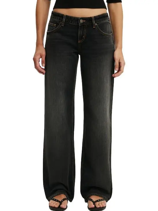 COTTON ON Low Rise Straight Leg Jeans - Drift Black