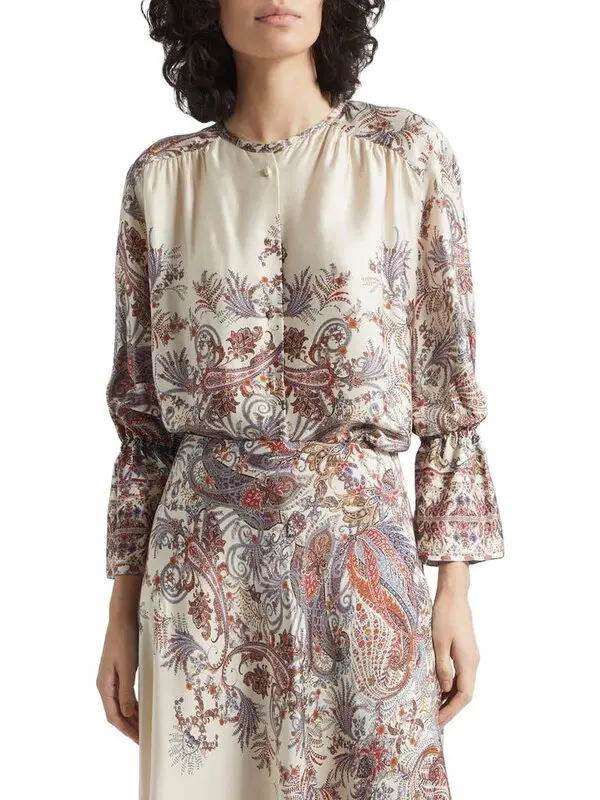 Marella Girino Paisley Print Viscose Shirt - Cream