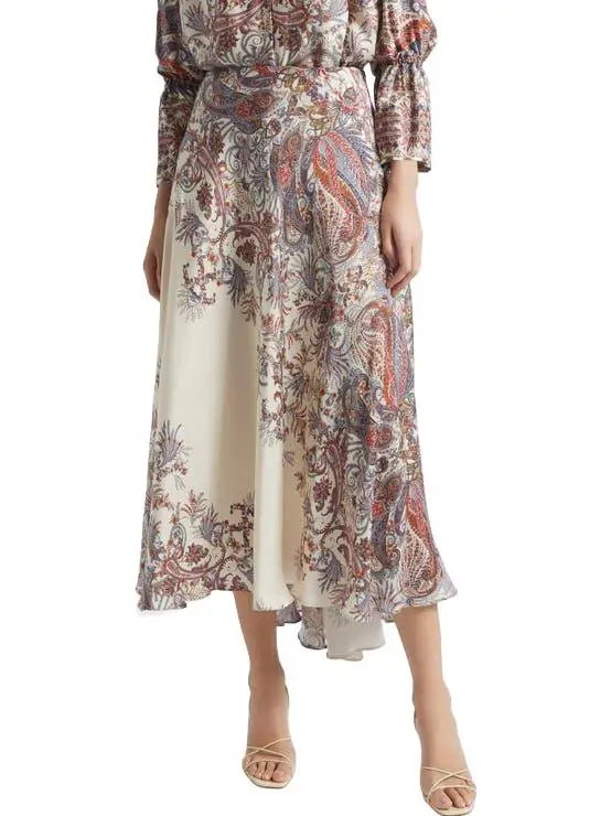Marella Decano Paisley Midi Skirt - Cream