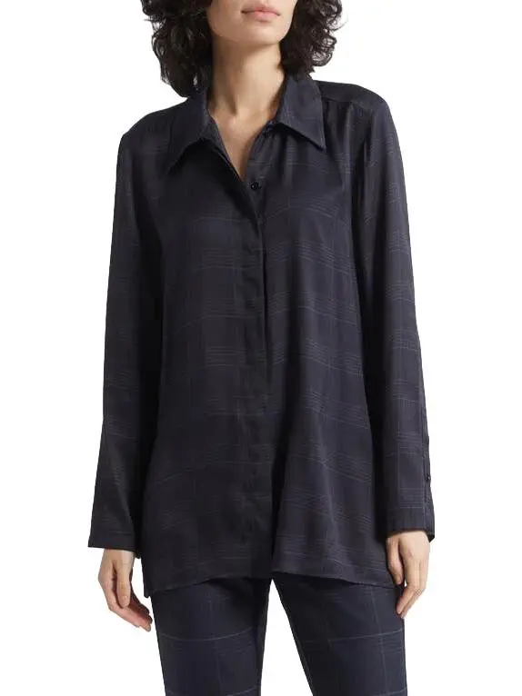 Marella Ballata Point Collar Plaid Shirt - Navy