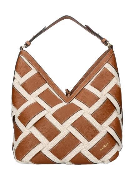 MASCARO Large Woven Top Handle Bag - Tan