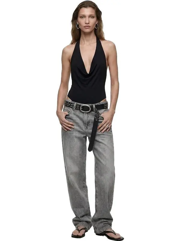 Koton Halter Neck Drape Bodysuit - Black
