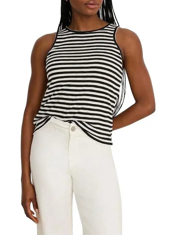 NIC+ZOE Stripe Cape Rib Tank - Black Multi