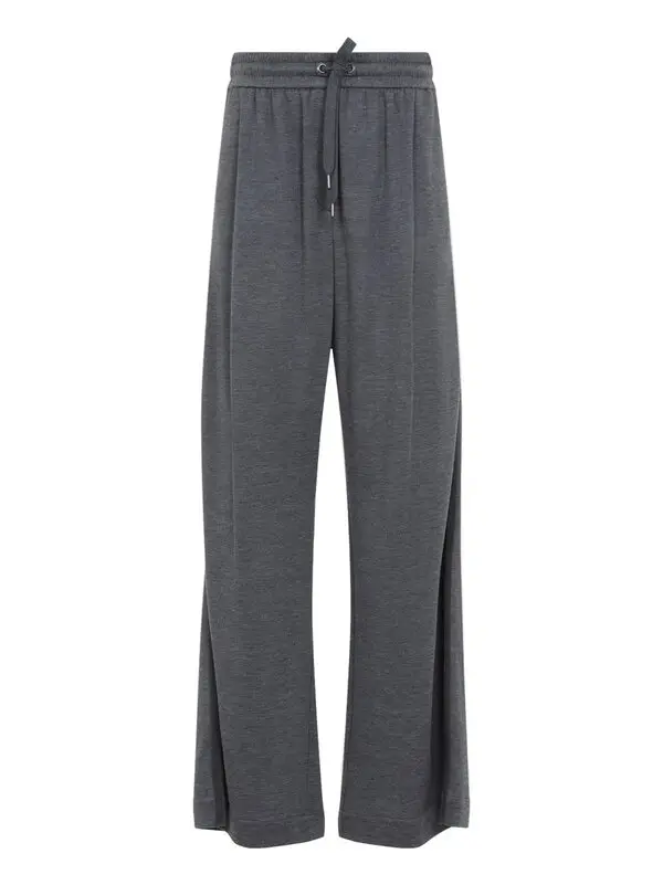 Brunello Cucinelli Cotton-silk Blend Wide-leg Trousers - Grey