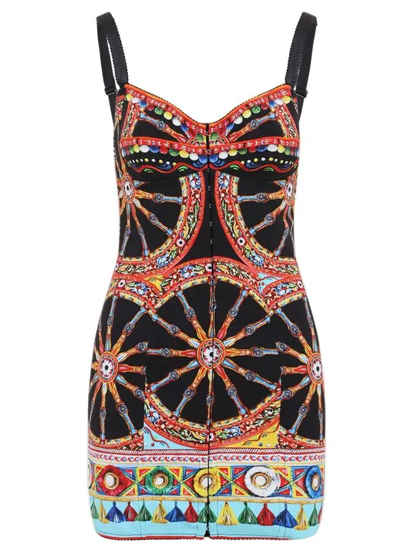 Dolce & Gabbana Carretto Charmeuse Mini Dress - Black