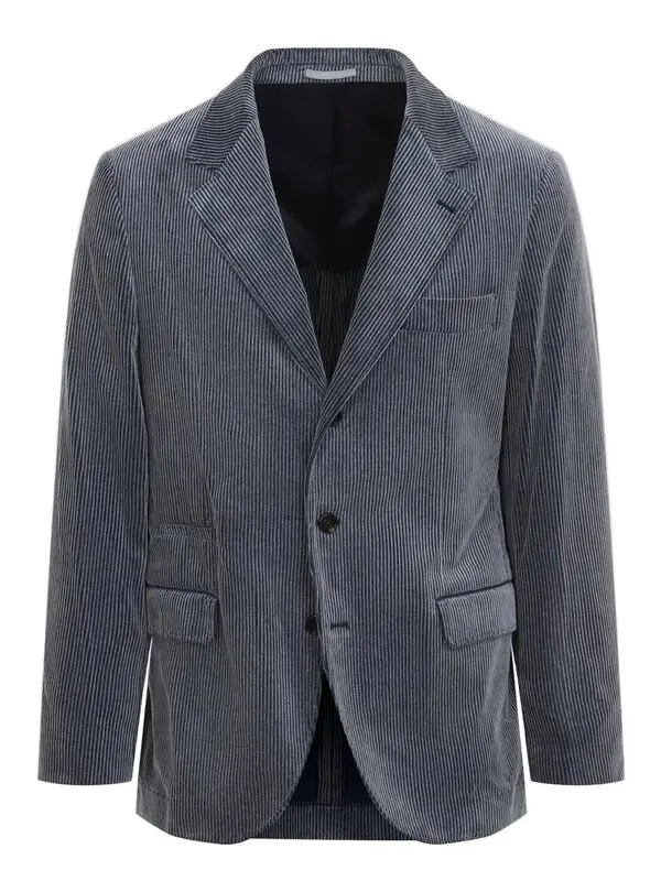 Brunello Cucinelli Cotton Suit-style Jacket Blazer - Blue