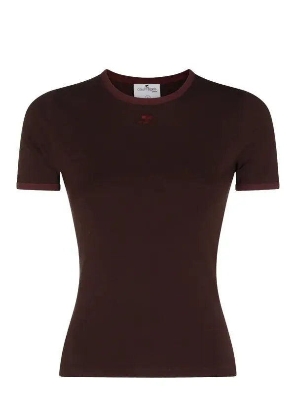COURREGES Slim-fit Cotton T-shirt With Embroidered Logo - Bordeaux