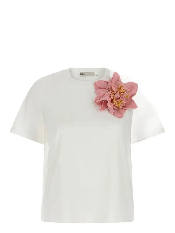 Tory Burch Cotton T-shirt With Removable Appliqu - White