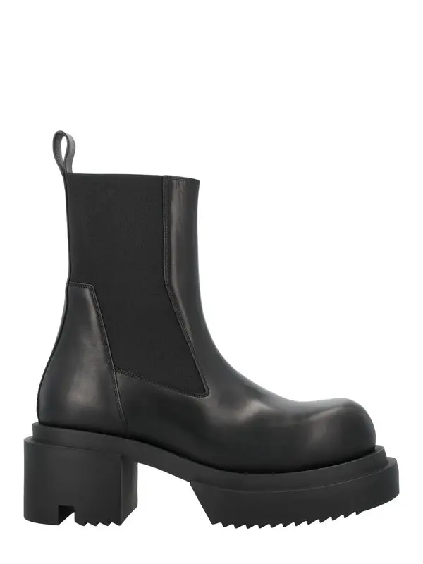 Rick Owens Bogun Beatle Leather Chelsea Boots With Mega Creeper Sole - Nero