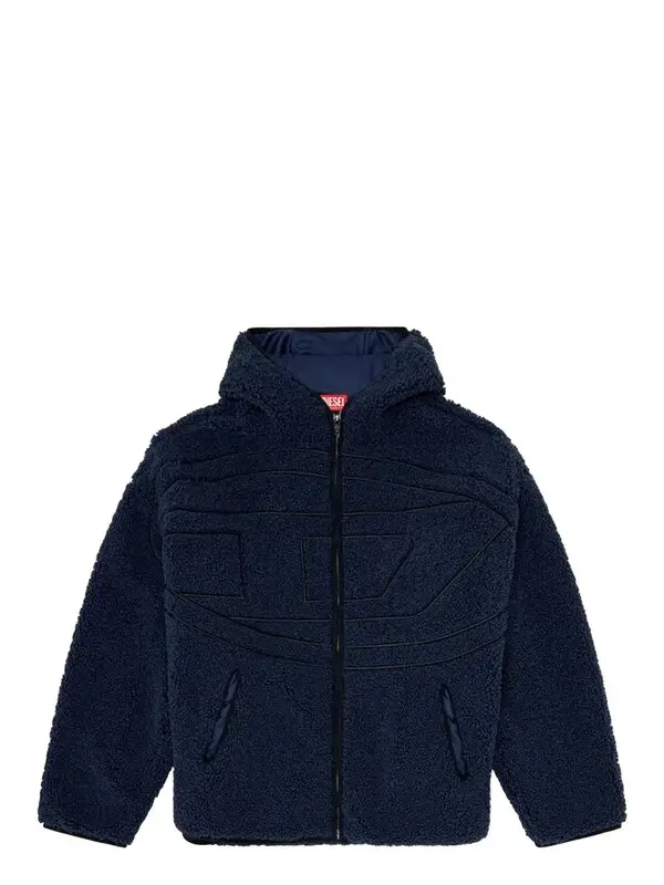 DIESEL® Hooded Loose-fit Zip-up Jacket With D-rope Embroidery - Blu