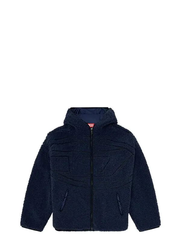 DIESEL® Hooded Loose-fit Zip-up Jacket With D-rope Embroidery - Blu