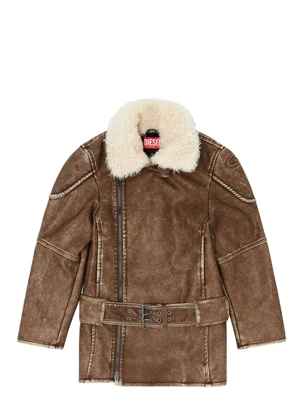 DIESEL® Belted Sherpa Collar Jacket - Marrone