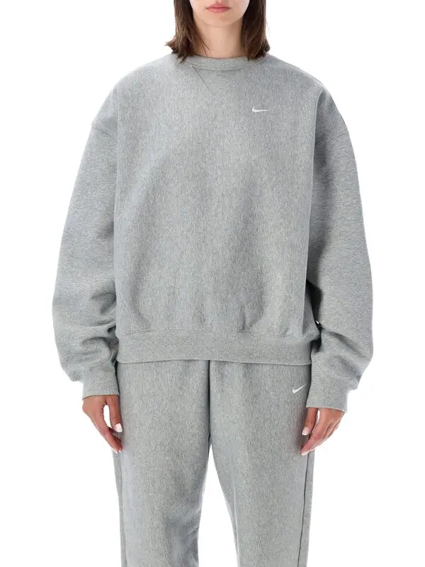Nike Oversized Fleece Crewneck Sweatshirt With Embroidered Logo - Grigio