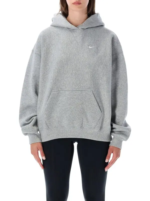 Nike High-waisted Fleece Jogger Pants With Embroidered Logo - Grigio