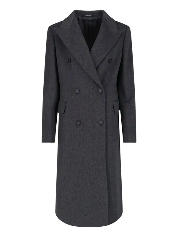 Tagliatore Double Breasted Tailored Jacket In 100% Virgin Wool - Grey