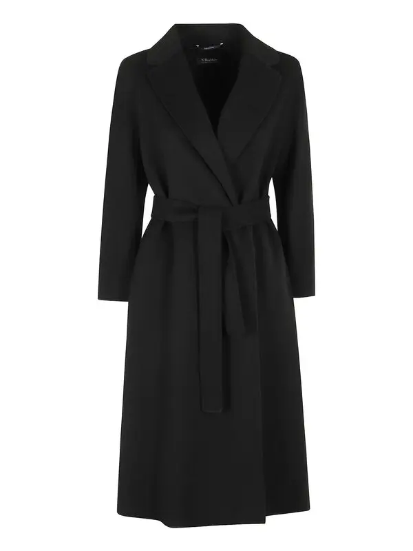 Max Mara Belted Tailored Long Coat - Navy Blue