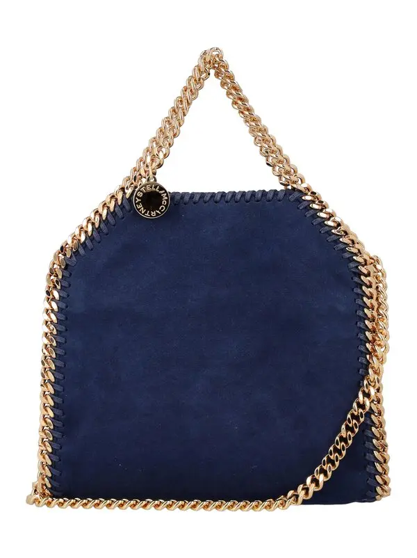 Stella McCartney Mini Falabella Tote Handbag With Silver Diamond-cut Chain - Blu