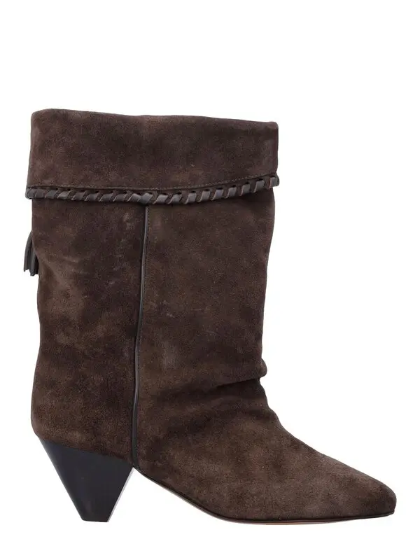 Isabel Marant Étoile Dalby Draped Suede Ankle Boots With Pointed Toe And Cone Heel - Marrone