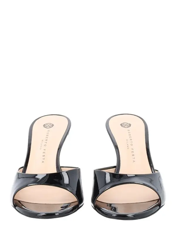 Roberto Festa Patent Leather Slide Sandals - Black