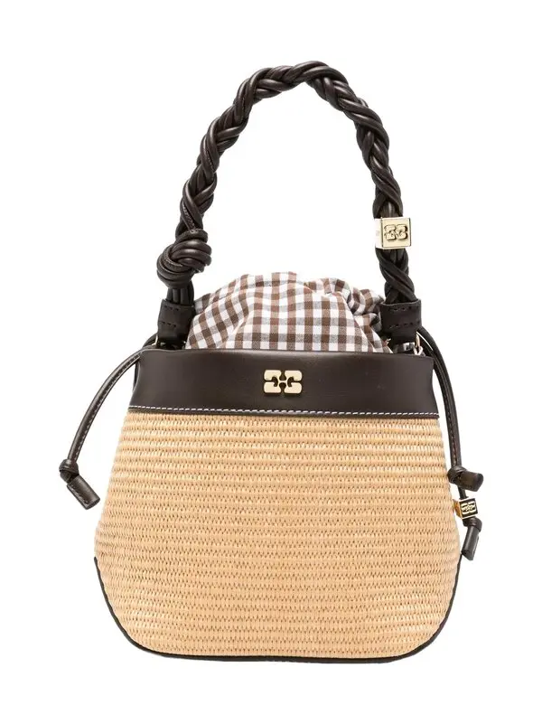 GANNI Braided Mini Pouch Handbag With Adjustable Shoulder Strap - Marrone