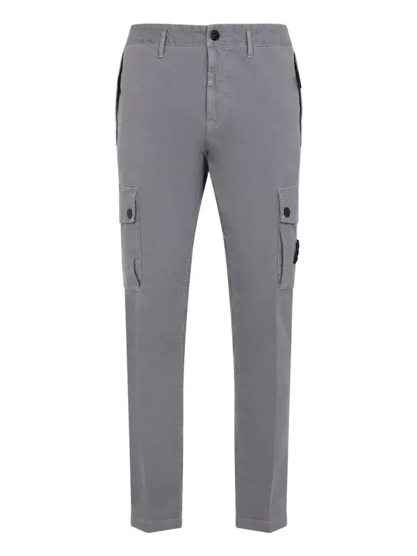 Stone Island Straight-leg Cotton Cargo Trousers - Grey