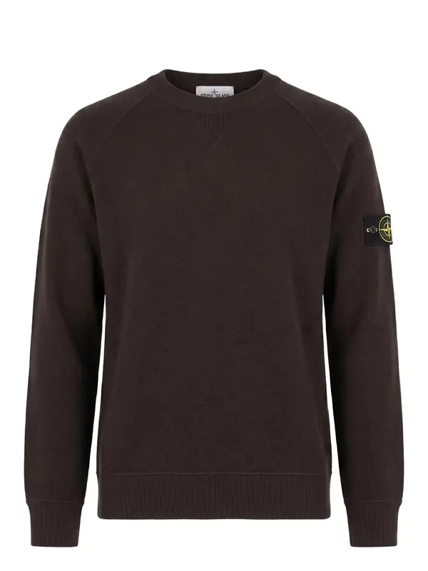 Stone Island Ribbed Crewneck Sweater With Badge Detail - Marrone