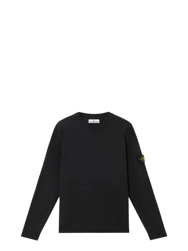Stone Island Wool Hooded Sweatshirt With Two-way Zip Pockets And Ribbed Trim - Nero