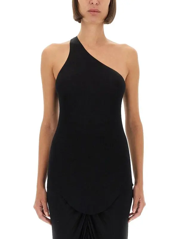 Rick Owens One-shoulder Viscose Top - Black