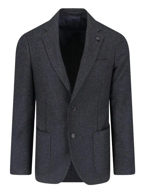 LARDINI Single-breasted Jacket In 100% Cotton - Black