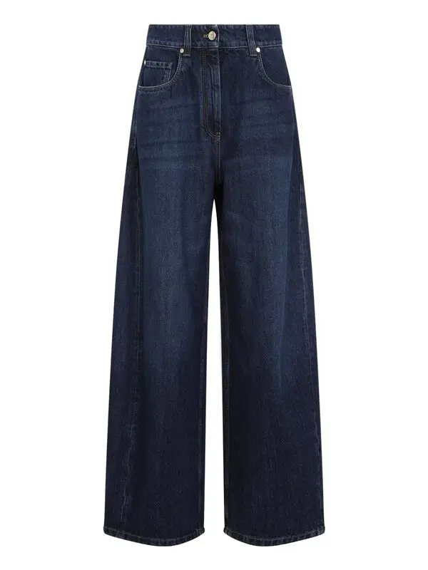 Brunello Cucinelli Barrel Leg Denim Jeans - Blue